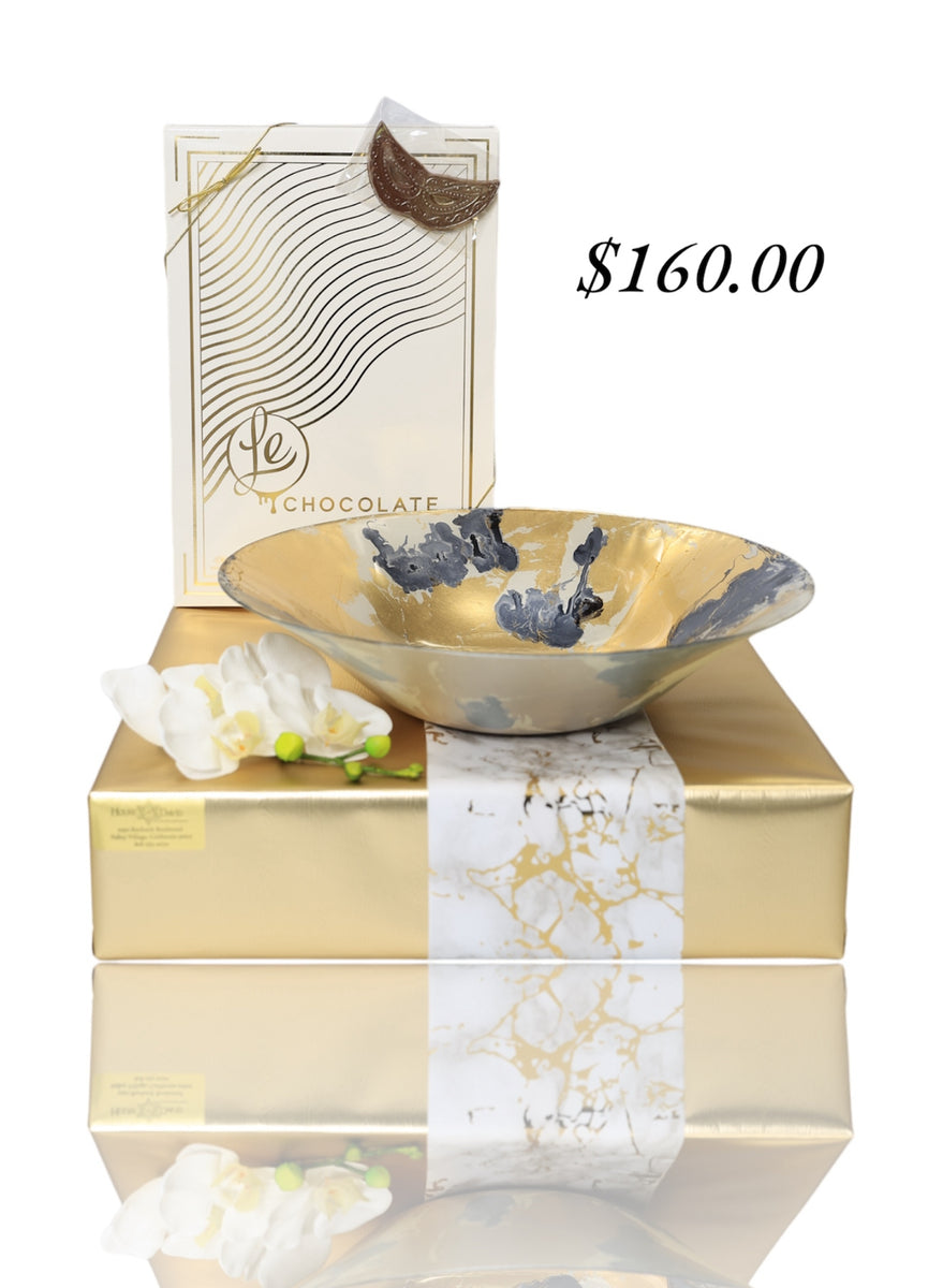 Gold & Blue Glass Bowl – House Of David Judaica